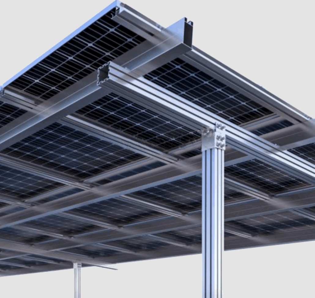 Solar Canopy/Carport System SO-CS1S4 , four supports with rails for ...